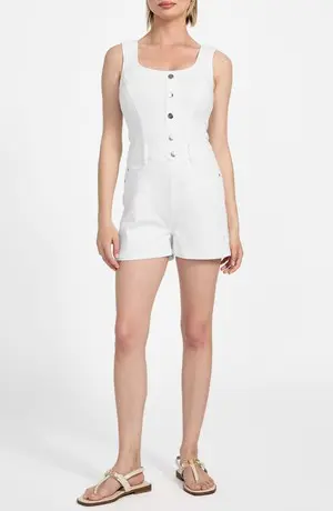 Guess Sunni Denim Romper - Pure White