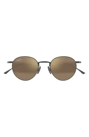 Maui Jim Ka'apeha 48mm Round Sunglasses - Matte Dark Ruthenium/ Bronze