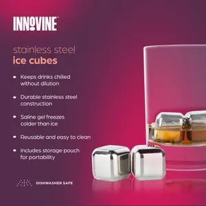 INNOVINE Set Of Four Stainless Steel Ice Cubes