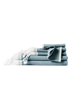 COYUCHI Mediterranean 6-piece Organic Cotton Towel Set - Aquamarine W/ Sea Spray