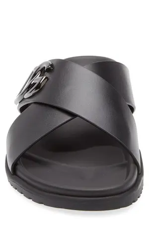 Dolce & Gabbana Logo Leather Slide Sandal