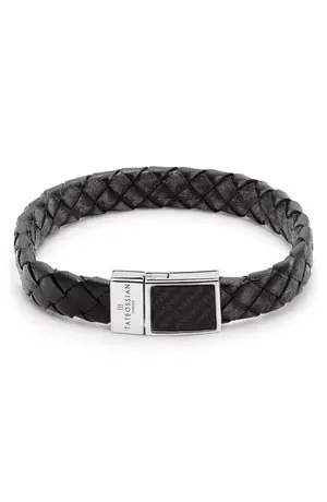 Tateossian Carbon Woven Leather Bracelet