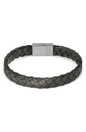 Tateossian Carbon Woven Leather Bracelet