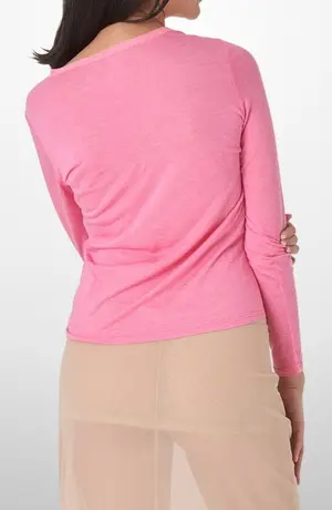 FIND ME NOW Long Sleeve Henley Top - Pink