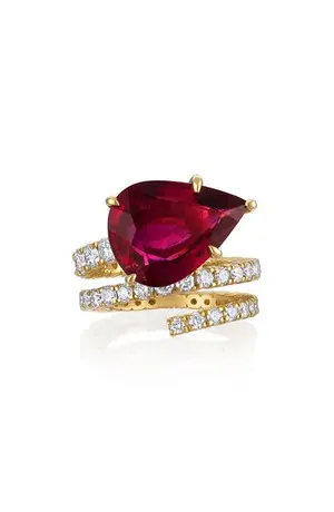 MINDI MOND Rubellite And Diamond Spiral Ring
