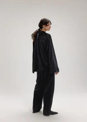 ALAS Silk Button Up Shirt - Black
