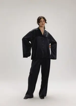 ALAS Silk Button Up Shirt - Black