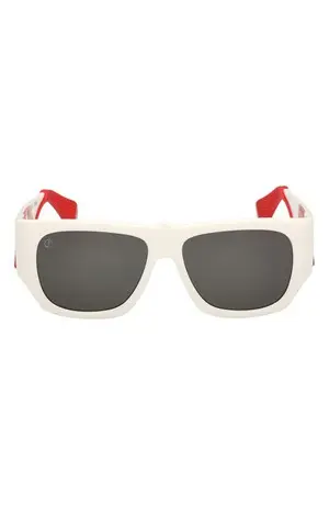 CHRISTIAN LOUBOUTIN 57mm Loubishark Square Sunglasses - White/ Smoke Grey