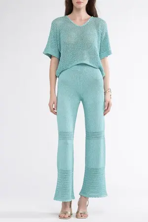 SUNDAY SAINT-TROPEZ Tina Crochet Cover-up Pants - Turquoise