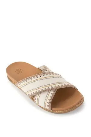 THE SAK Leather Criss-cross Penelope Sandals - Stone Neutral Seminyak
