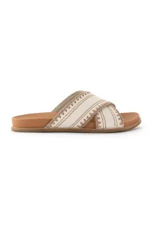 THE SAK Leather Criss-cross Penelope Sandals - Stone Neutral Seminyak