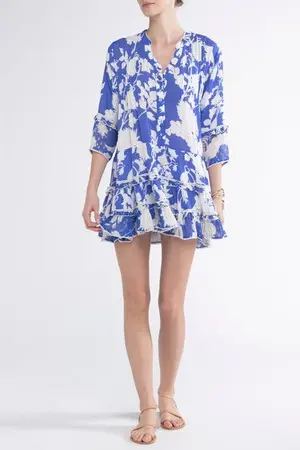 SUNDAY SAINT-TROPEZ Bella Ciao Flower Mini Dress - Blue