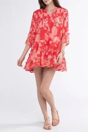 SUNDAY SAINT-TROPEZ Bella Ciao Flower Mini Dress - Red