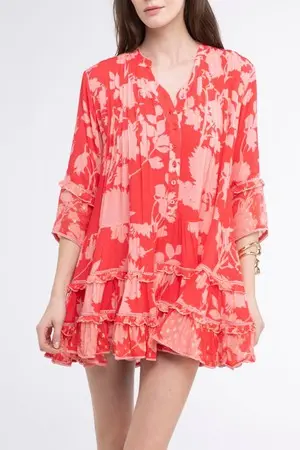 SUNDAY SAINT-TROPEZ Bella Ciao Flower Mini Dress - Red