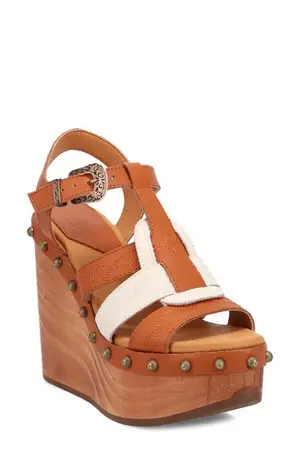 DINGO Cosmo Slingback Platform Wedge Sandal - Russet