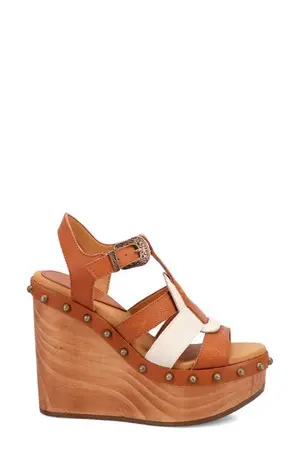 DINGO Cosmo Slingback Platform Wedge Sandal - Russet