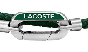 Lacoste Starboard Braided Leather Bracelet - Green / Silver