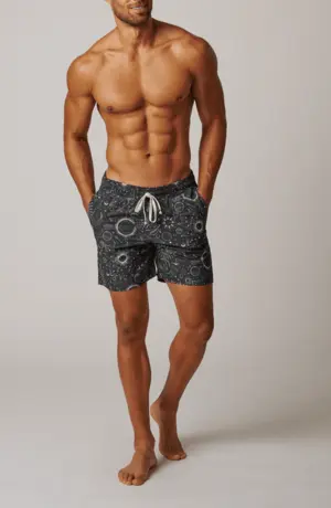 LEISURE LAB Celestial Print Swim Trunks