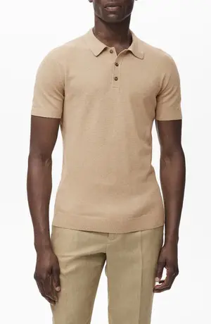 Mango Band Collar Button-up Shirt - Beige