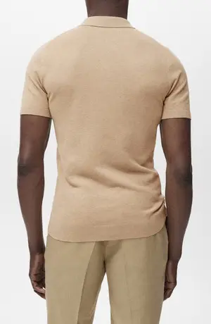 Mango Band Collar Button-up Shirt - Beige