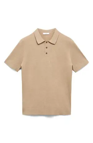 Mango Band Collar Button-up Shirt - Beige