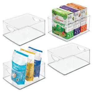 IDESIGN Pantry Organizer Bins With Handlesstorage Bins For Cabinets Or Fridgeset Of 4 - Clear