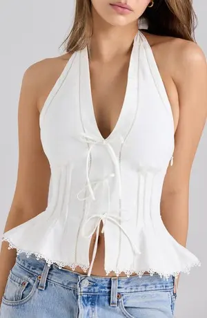 House Of Cb Elana Halter Top - White