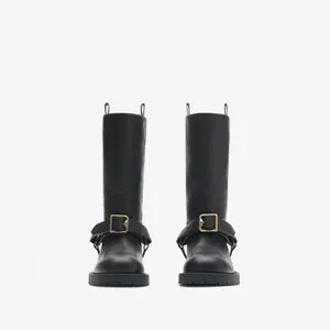 Burberry Leather Saddle Boots - Black