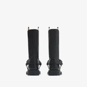 Burberry Leather Saddle Boots - Black