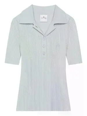 COURREGES Ribbed Short-sleeve Polo Top