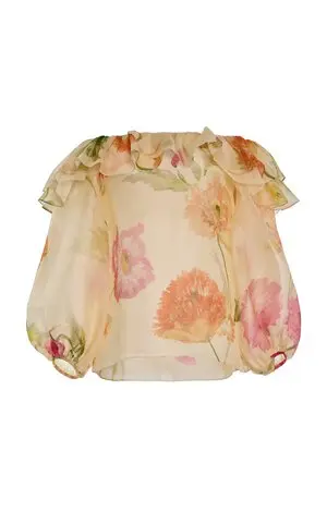 Carolina Herrera Printed Off-the-shoulder Top - Neutral