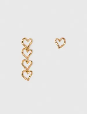 Maje Asymmetric Heart Earrings - Light Gold