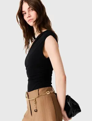 Maje Asymmetric Draped Bodysuit