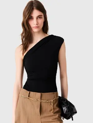 Maje Asymmetric Draped Bodysuit