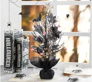 GLITZHOME 20'h Lighted Halloween Berries Table Ree - One-color