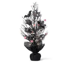 GLITZHOME 20'h Lighted Halloween Berries Table Ree