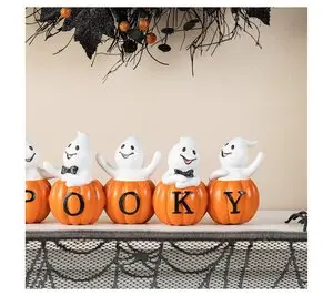 GLITZHOME 16 L Halloween Spooky Ghost Pumpkin Table Decor