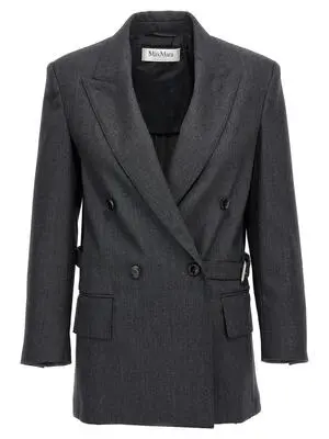 Max Mara Latino Wool Gabardine Blazer - Gray