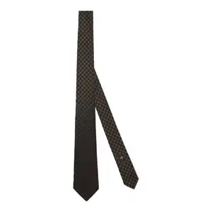 Gucci GG Jacquard Silk Neck Tie Brown