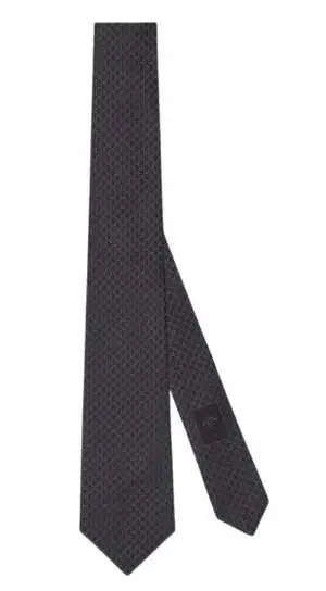 Gucci GG Jacquard Silk Neck Tie Grey