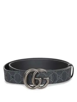 Gucci Gg Supreme Canvas Belt With Gg Buckle - Black