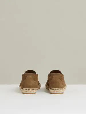 REISS Suede Penny-strap Espadrilles - Stone