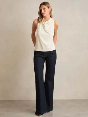 REISS Darla Cowl-neck Sleeveless Top - Ivory