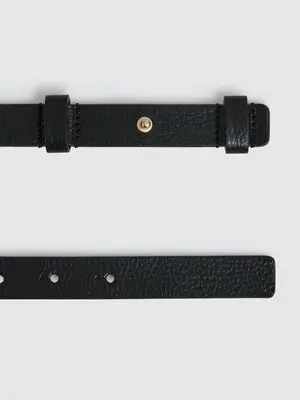 REISS Leather Belt With Sculpted Hardware