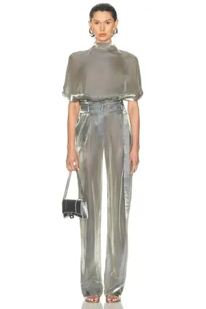Lapointe Metallic Organza Cape Tee