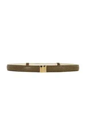 TOTEME Slide Clasp Lizard Embossed Belt - Dark Olive