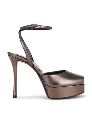 Saint Laurent La Scandale Platform Sandal - Metal Walnut