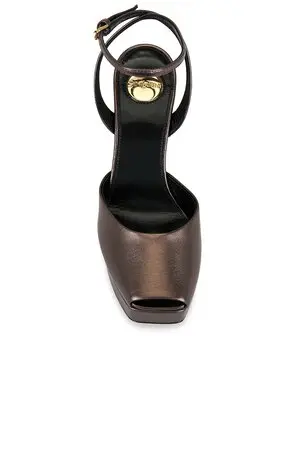 Saint Laurent La Scandale Platform Sandal - Metal Walnut