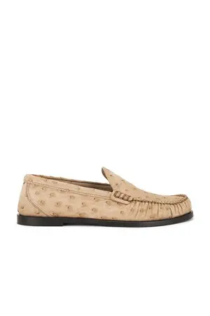 Saint Laurent Ostrich Leather Loafer Light Tobacco