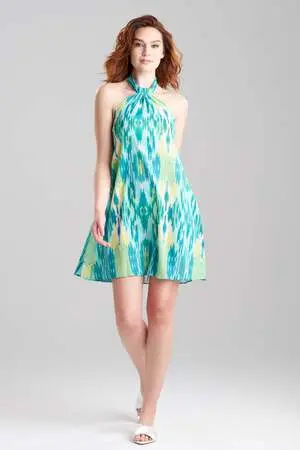 Natori Ibiza Halter Mini Dress - Blue